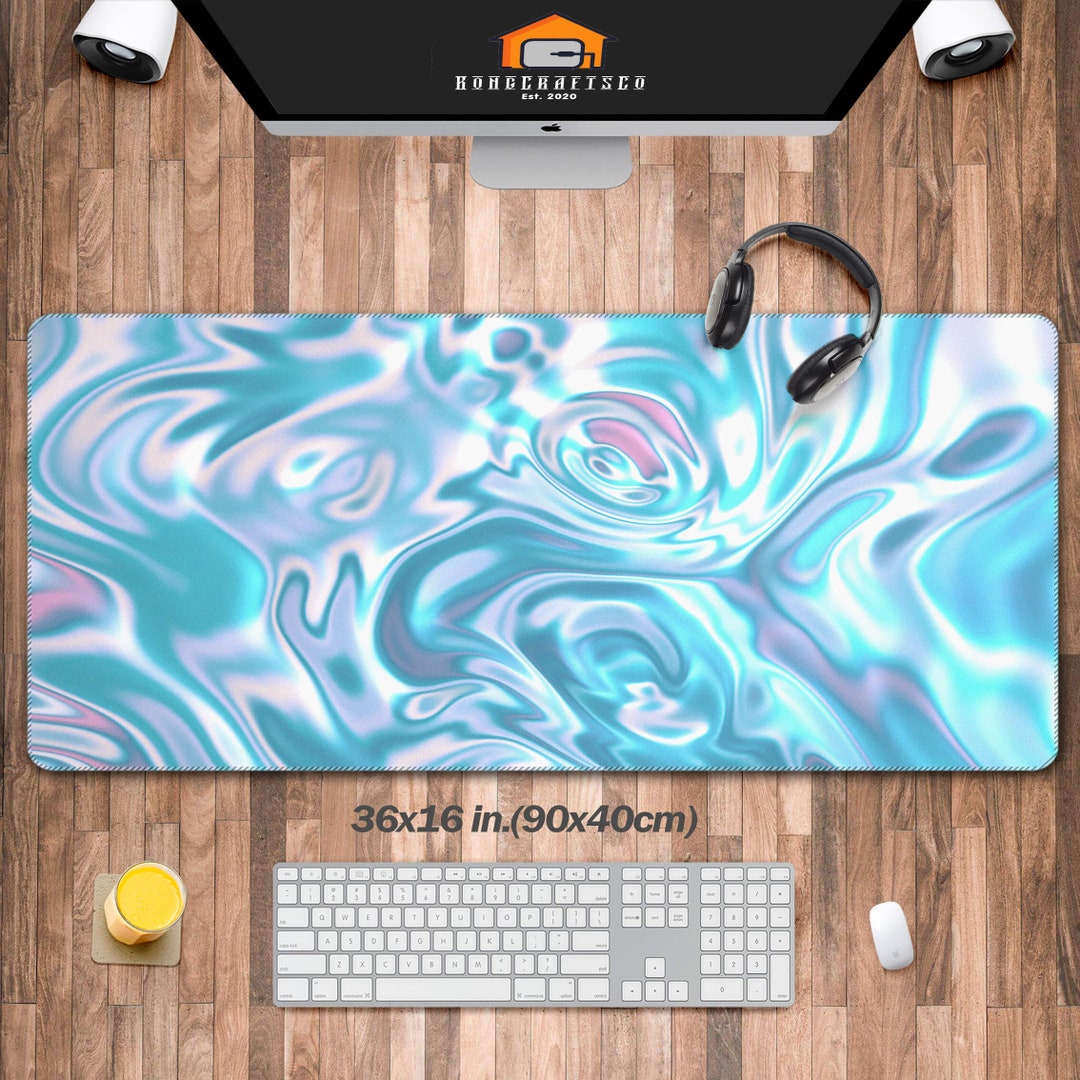 Grainy Iridescent Holographic Gradient Desk Pad, Psychedelic Colourful ...