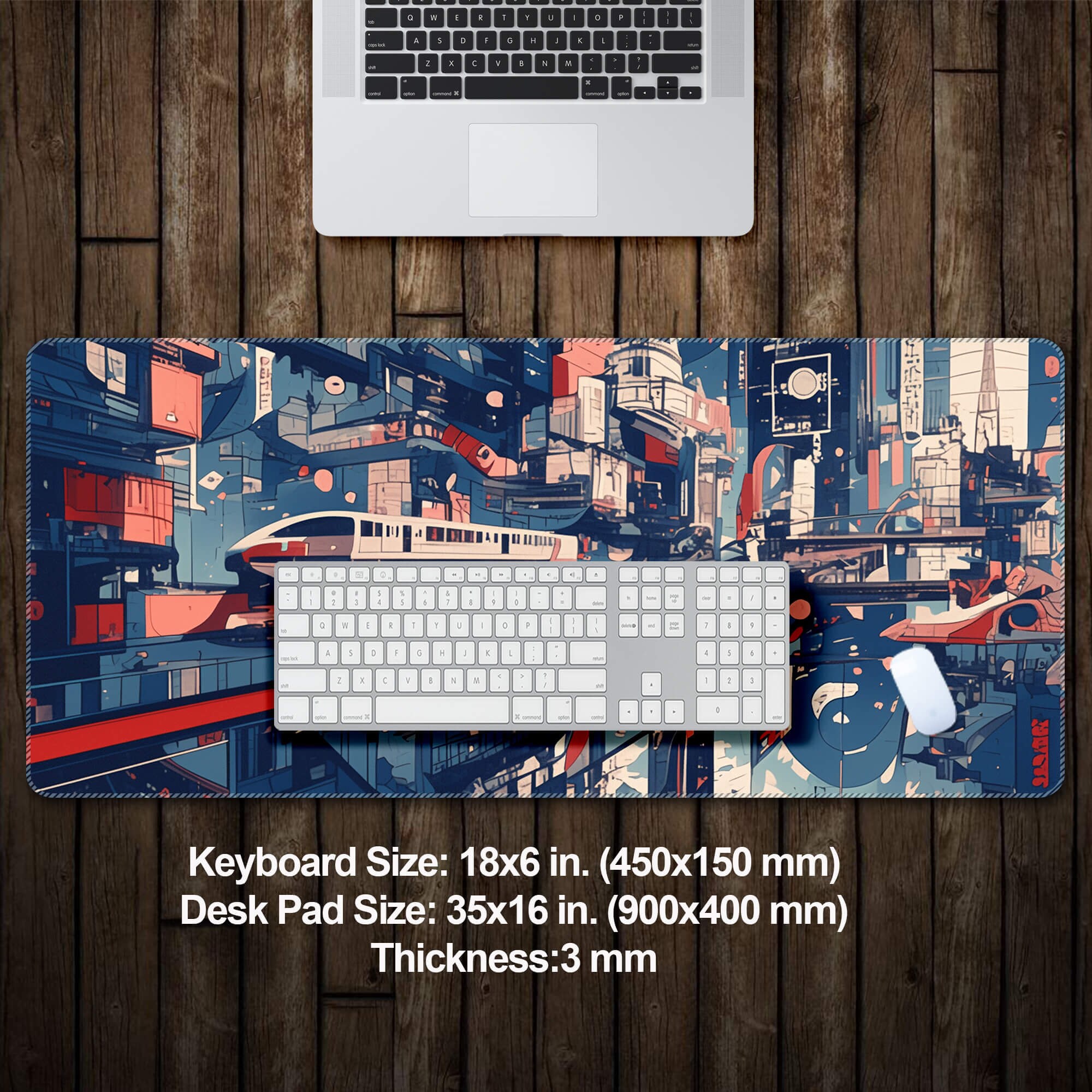 Retrofuturism City Desk Pad Gaming, Traditional Japanese Large Mouse ...