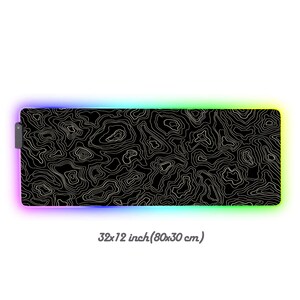 Large Gaming Mouse Pad With Stitched Edges, Minimalist Topographic Map ...