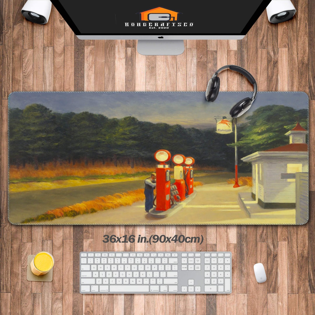 Gas Station Desk Mat, Edward Hopper's Paintings Mouse Pad XXL XL Large ...