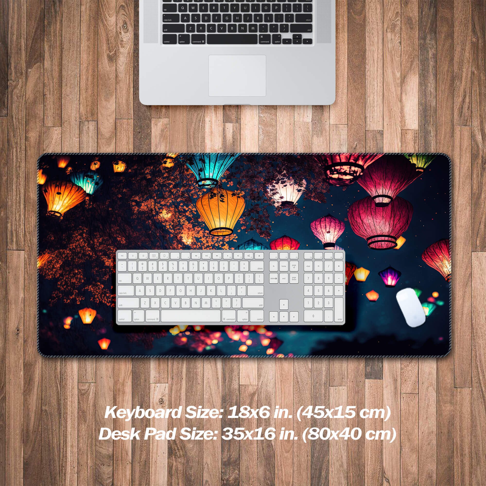 Night Sky Lanterns Desk Mat, Midnight Light Mouse Pad, Cozy Workspace ...