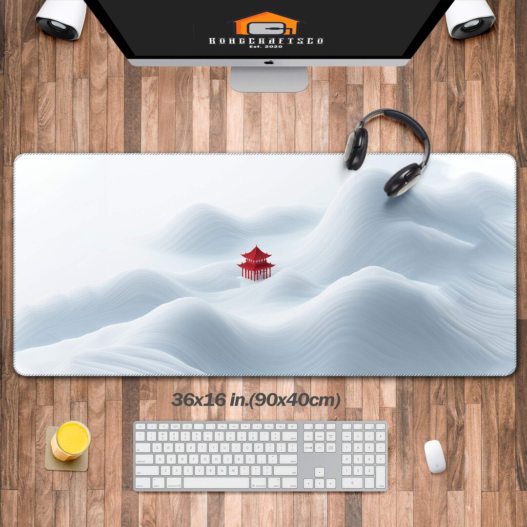 Retro Chinese Tower Desk Pad Large, Eiko Ojala Ancient Temple Mouse Pad ...
