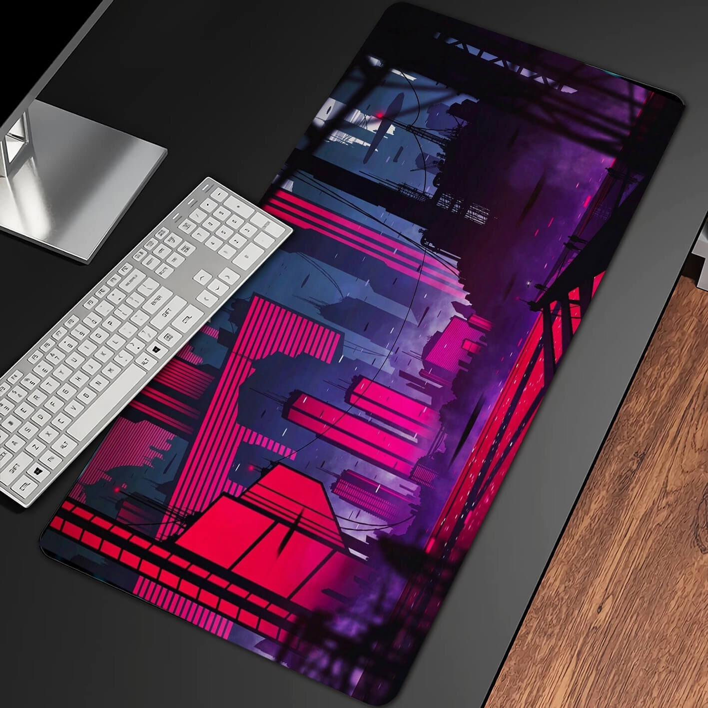 Cyberpunk Landscape Desk Pad(3 Patterns),retro Vaporwave City Gaming ...