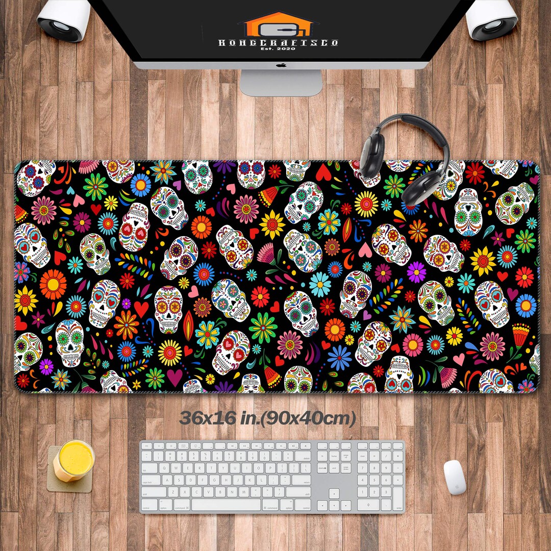 Colorful Skulls Desk Pad(3 Patterns), Skeletons Gaming Mouse Pad,desk ...