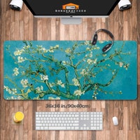Van Gogh Style City Skyline Desk Mat - Artistic Office Decor, Mouse Pad ...