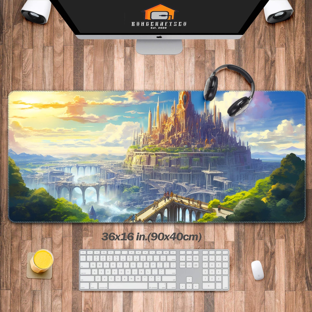 Fantasy Anime City Desk Pad,sunset Palace Desk Mat,long Gaming Computer ...