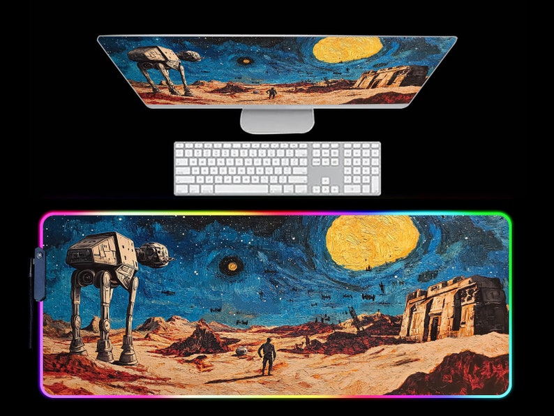 Van Gogh's Art Gaming Desk Pad Large, Planets Wars RGB Mouse Pad Xxl ...