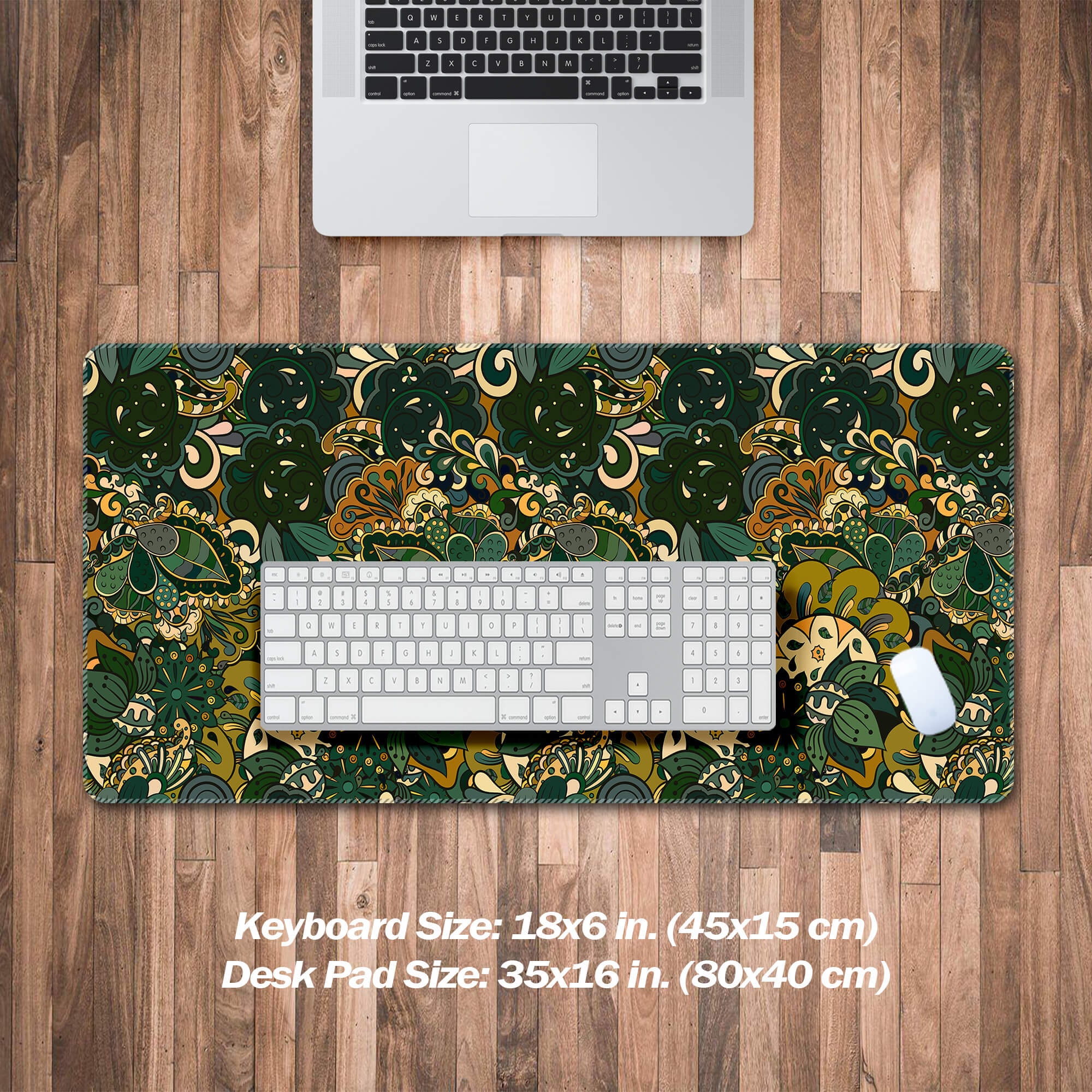 Botanical Art Nouveau Desk Mat,mehndi Floral and Plant Detailed Design ...