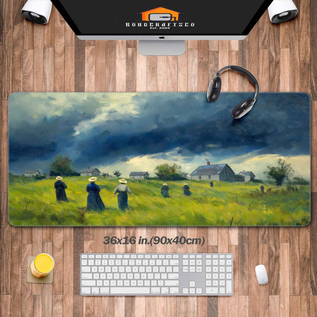 Storm on the Field Desk Pad XXL, Amish Style Oil Painting Mouse Pad ...