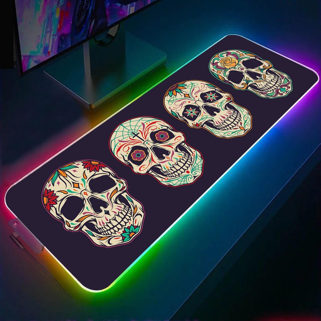 Gothic Skull RGB Gaming Mouse Pad, High Quality Printing Led Light ...