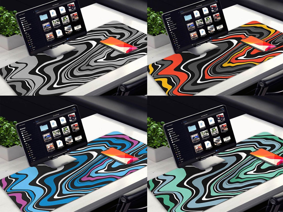 Bold Liquid Pattern Desk Pad(7 Patterns), Abstract Full Desk Mouse Pads ...