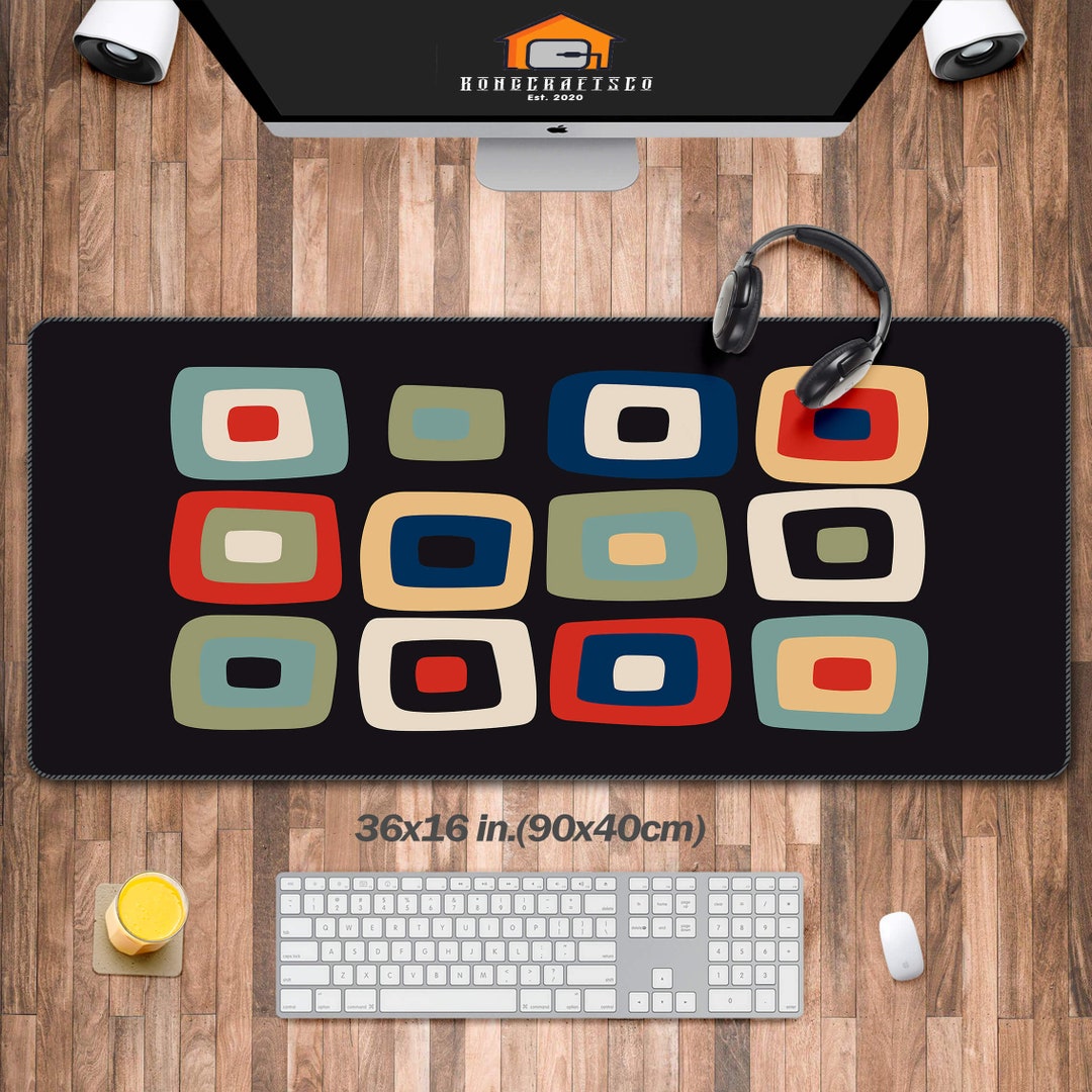 Mid Century Modern Style Shapes Desk Pad(4 Patterns), Geometry Abstract ...