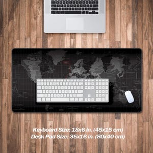 World Map Large Gaming Mouse Pad for Desk, Desk Mat With Seamed Edges ...