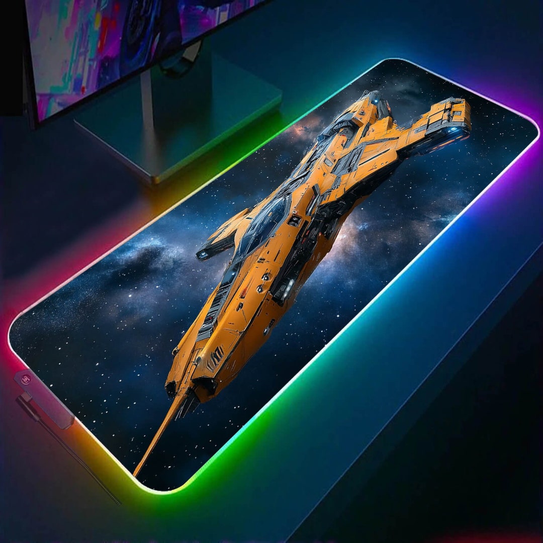 Sci-fi Space Ship Gaming Desk Pad Large, Cyberpunk RGB Mouse Pad Xxl ...