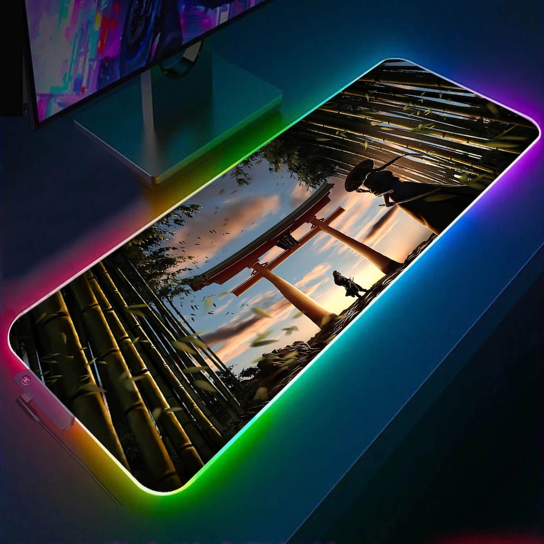 Anime Japanese Samurai Gaming Desk Pad,bushido Led Light Mouse Pad ...