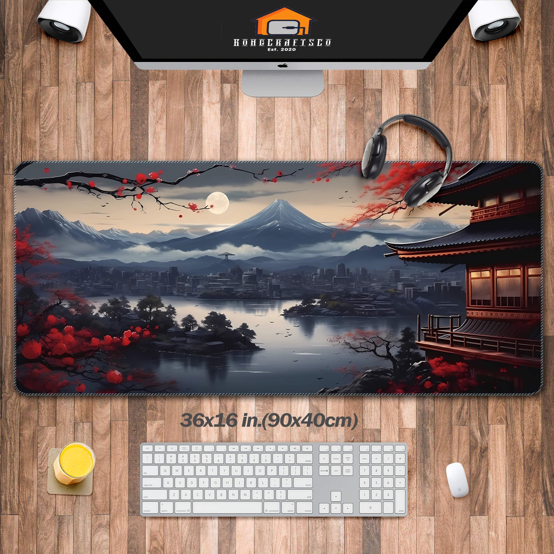 Japanese Landscape Desk Pad,retrowave Fuji Desk Mat,large Gaming ...