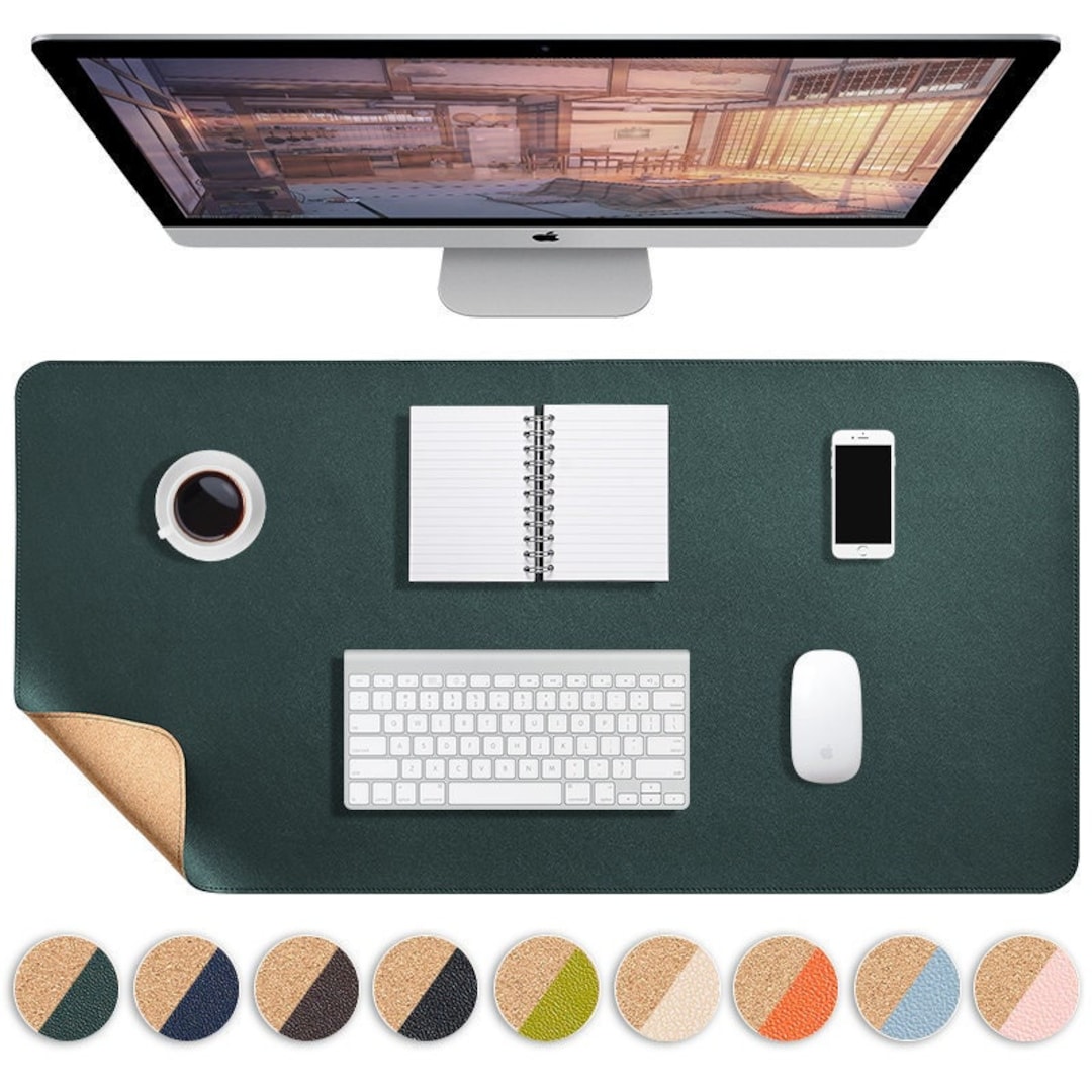 Personalized Cork&leather Desk Pad(10 Color),custom Size Desk Mat,pu ...