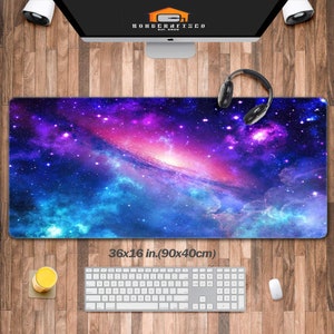 Galaxy Nebula Gaming Desk Pad, Universe Cosmos Outer Space Mouse Pad ...