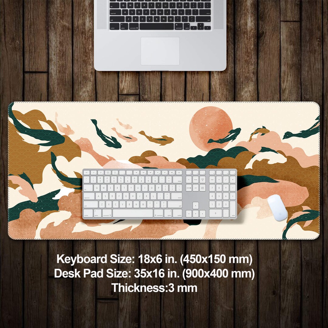 Japanese Art Desk Pad,japan Koi Fish Mouse Pad XXL XL Large, Oriental ...