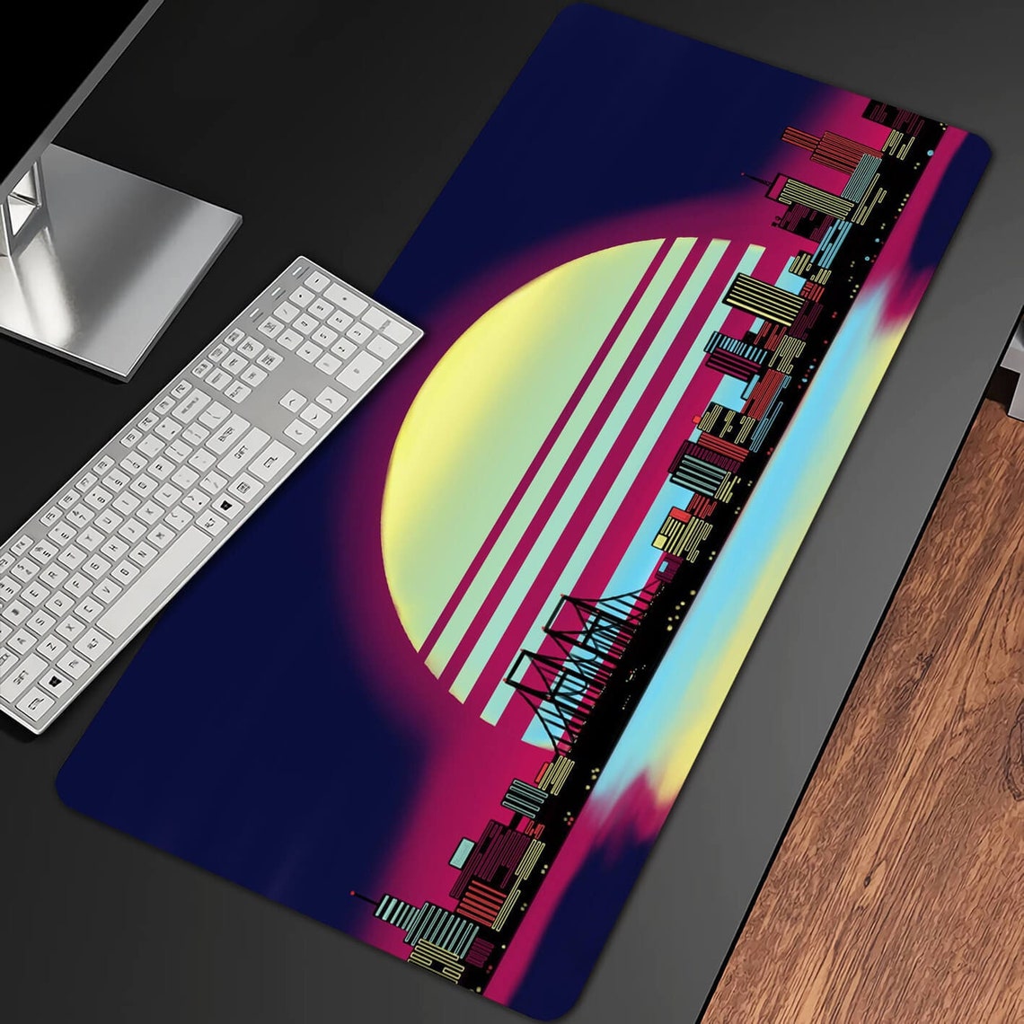 Cyberpunk Landscape Desk Pad(3 Patterns),retro Vaporwave City Gaming ...