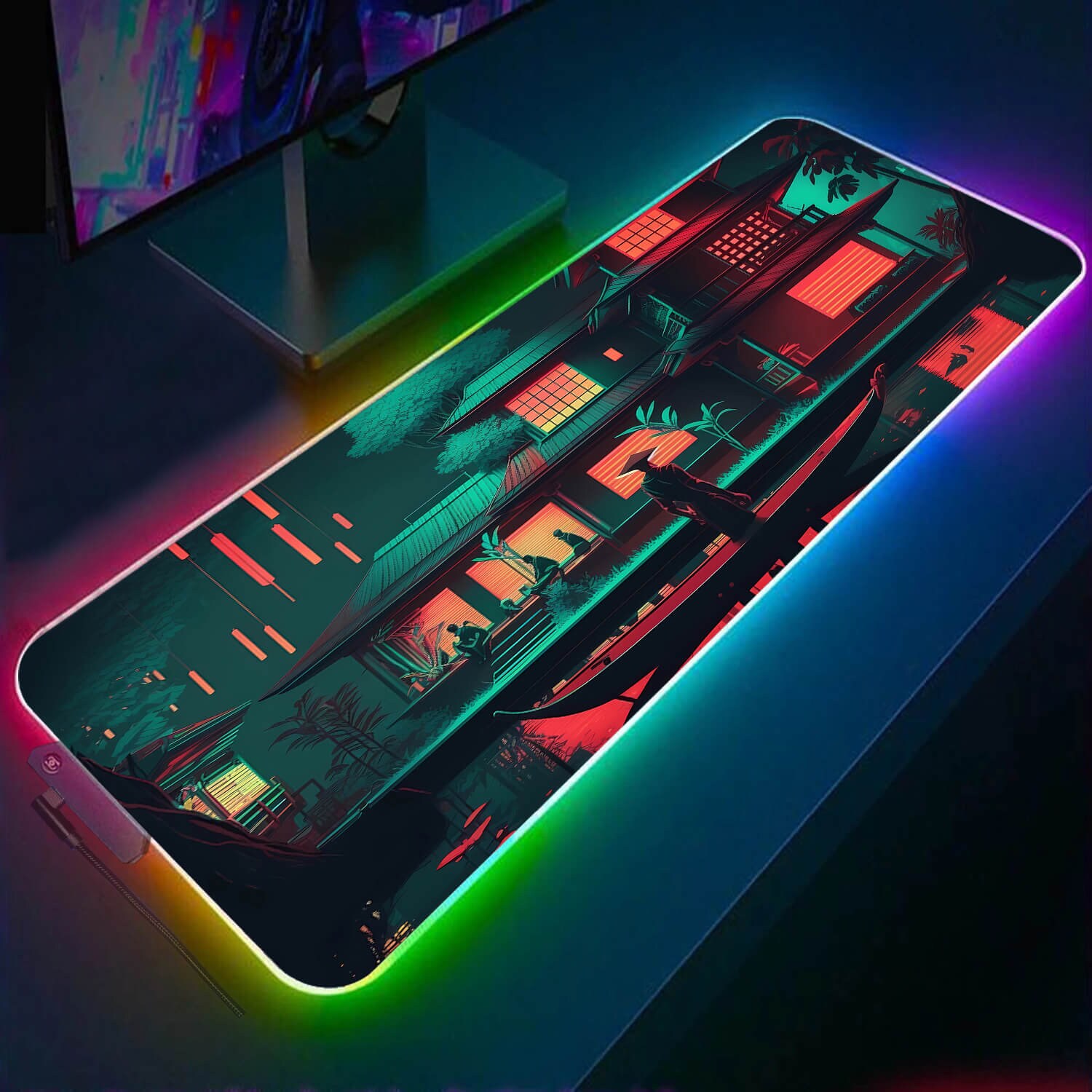 Neon Night City RGB Gaming Mouse Pad3 Patterns,japanese Architecture ...