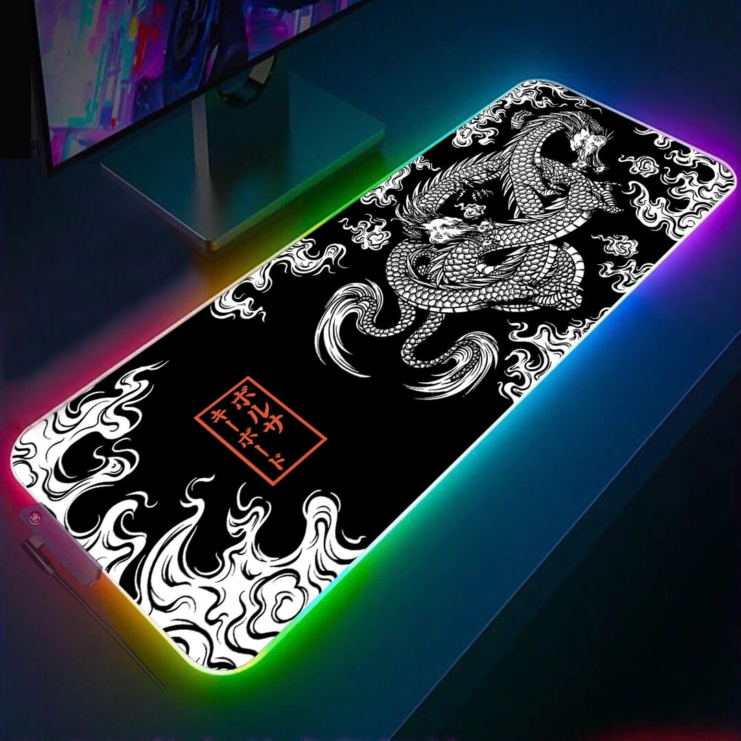 Oriental Japanese Dragon Gaming Desk Pad RGB Gaming Mouse Pad,japan LED ...