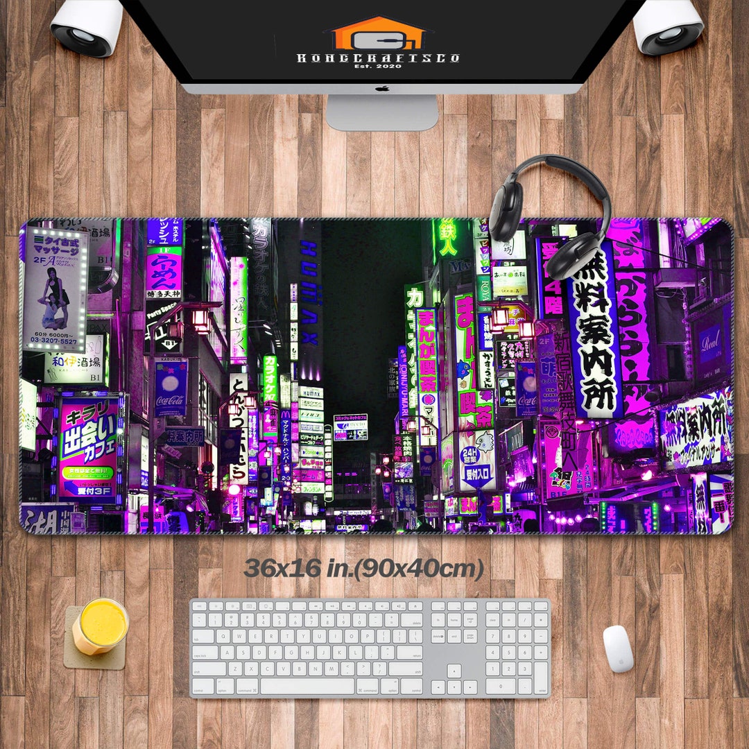 Cyberpunk City Desk Pad(3 Patterns), Neon Gaming Mouse Pad, Vaporwave ...