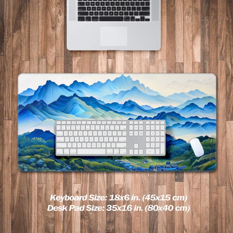 Vintage Oriental Chinese Landscape Desk Pad(3 Patterns), Minimalist ...