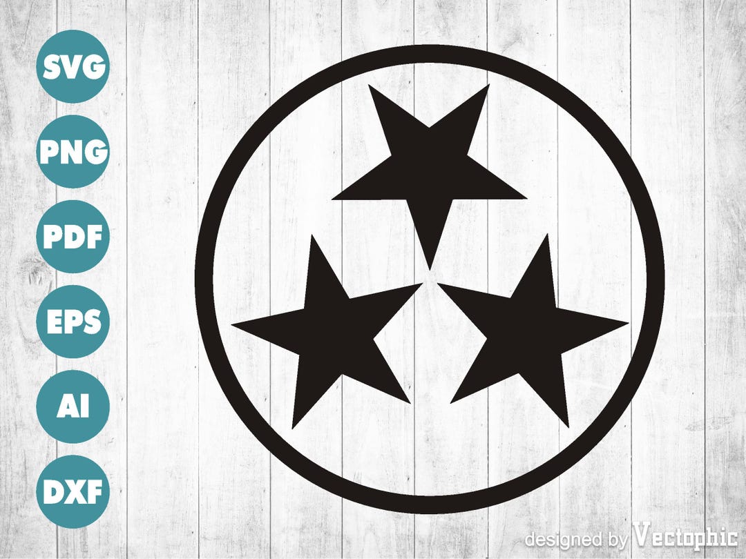 Tennessee Tri Star Svg Png Dxf Eps Pdf | State Flag Vector Cut File ...