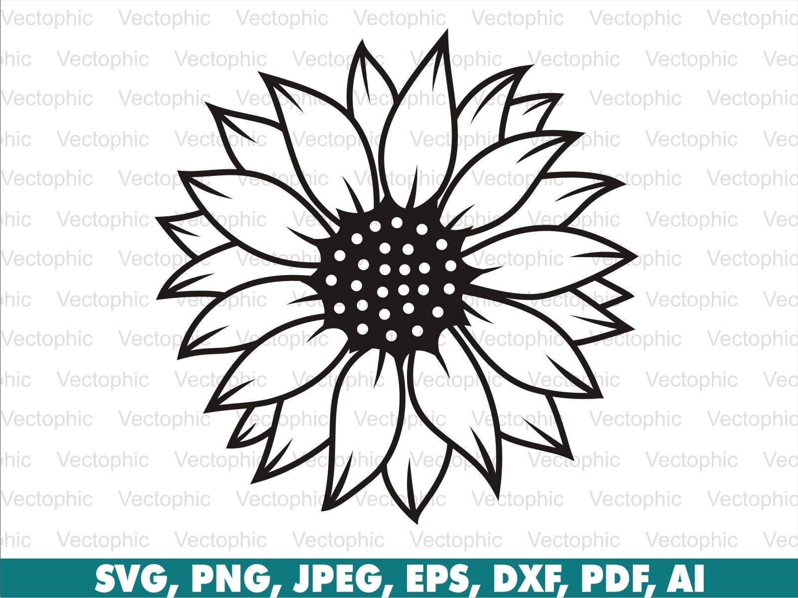 Sunflower Svg Clipart Vector Cut File Png Silhouette - Etsy