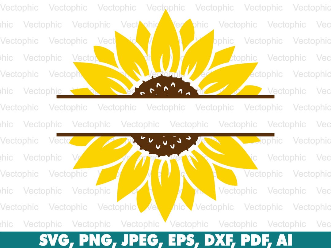 Sunflower Monogram Svg, Name Frame Svg, Clipart, Vector, Cut File, Png ...