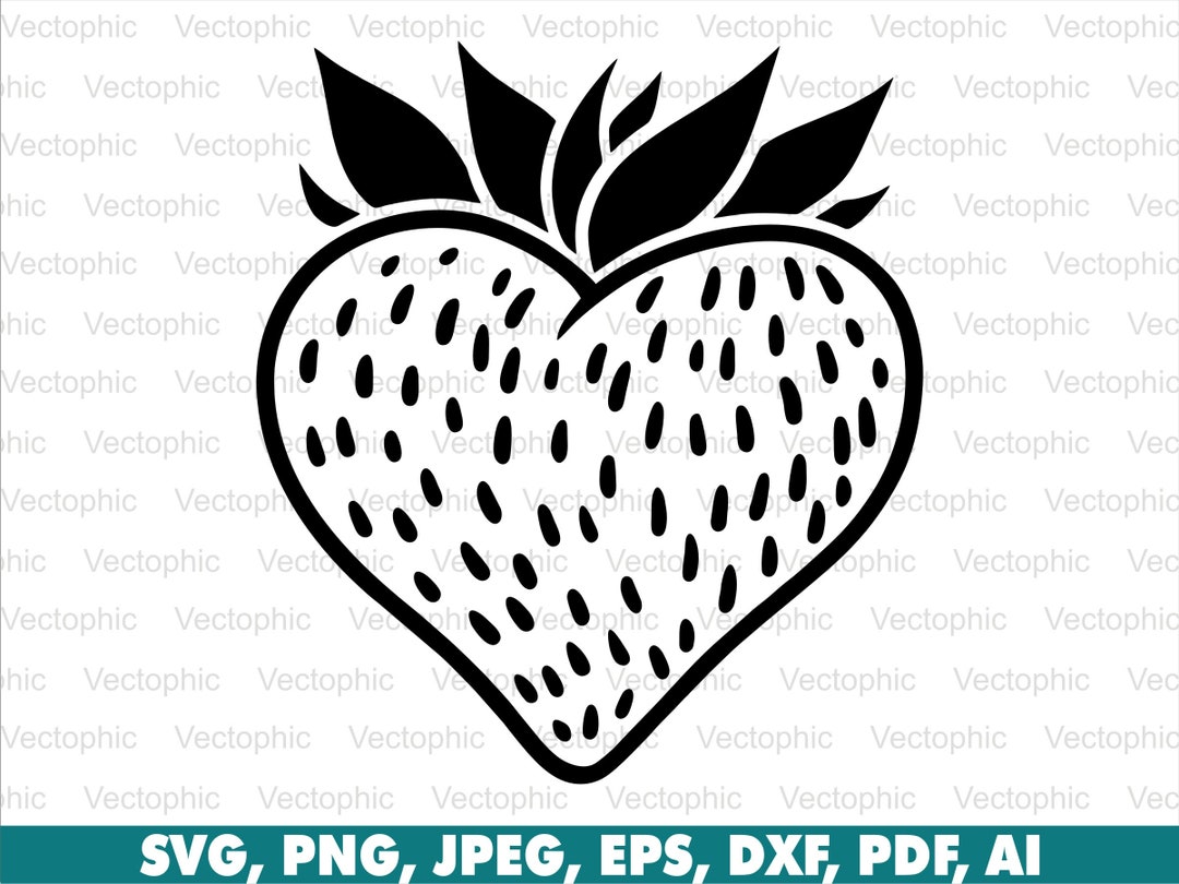Strawberry Heart Symbol Love Svg, Clipart, Vector, Cut File, Png ...