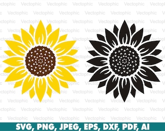 Half Sunflower Svg, Half Sunflower Clipart, Half Sunflower Silhouette ...