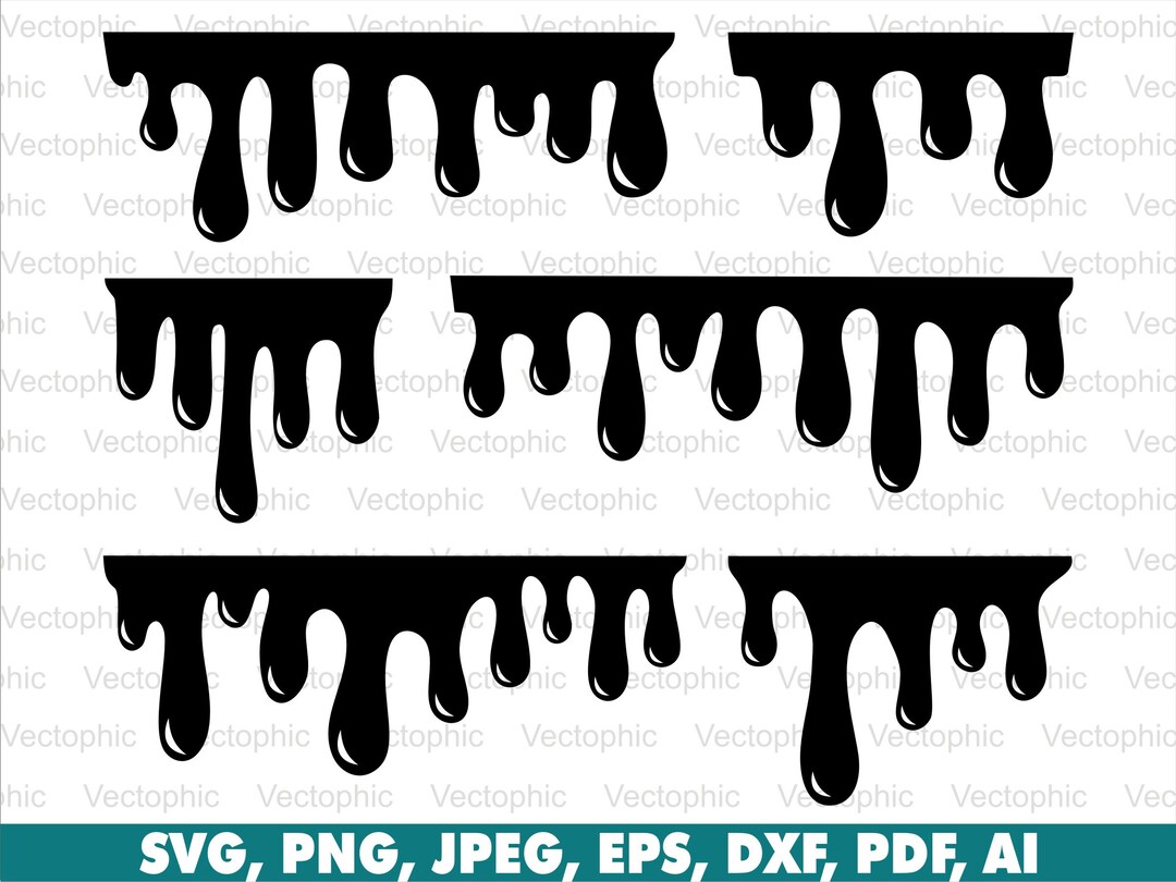 Dripping Svg Bundle, Dripping Borders, Drip, Melting, Bleeding, Svg ...