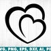 Two Combined Heart Love Symbol Icon Black and White SVG, PNG, Cricut ...