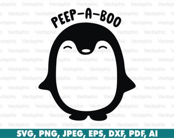 Peep a Boo Penguin Svg, Silhouette, Clipart, Vector, Cut File, Png ...