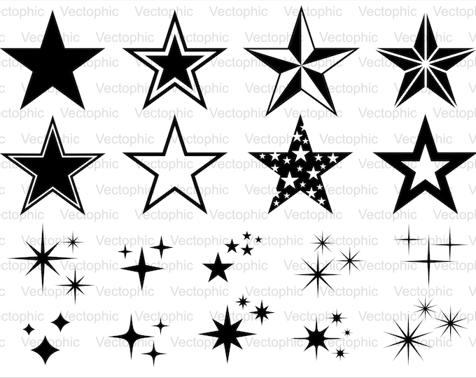 Stars SVG Bundle, Sparkle Stars SVG, Stars Svg, Star Clipart, Bright ...