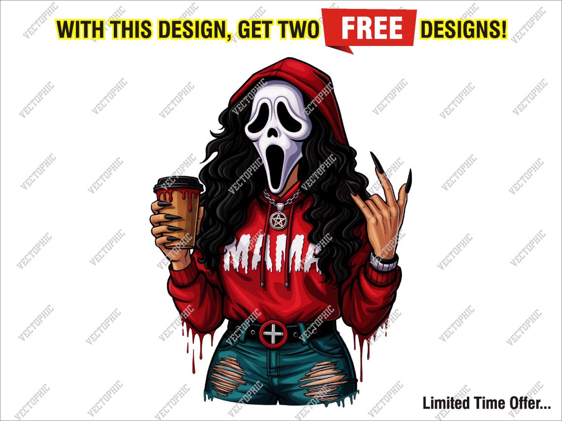 Horror Halloween PNG for Mama, Spooky Coffee PNG, Creepy Mom ...