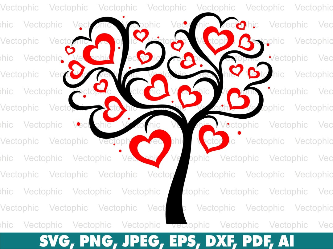 Love Tree Svg, Heart Symbol Tree Png, Vector, Design, Cricut ...