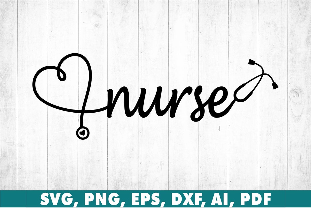 Heart Nurse Stethoscope Black and White SVG, PNG, Vector Design ...