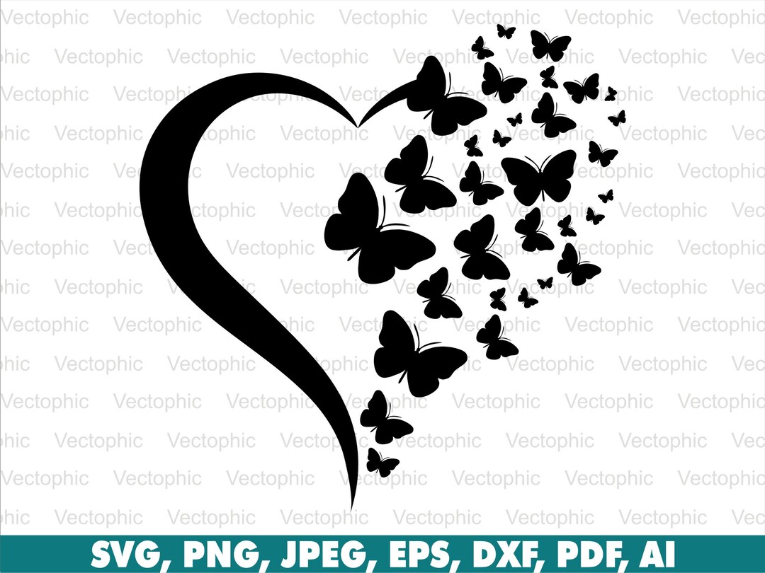 Love Butterflies Svg, Heart, Butterfly, Png, Vector, Design, Cricut ...