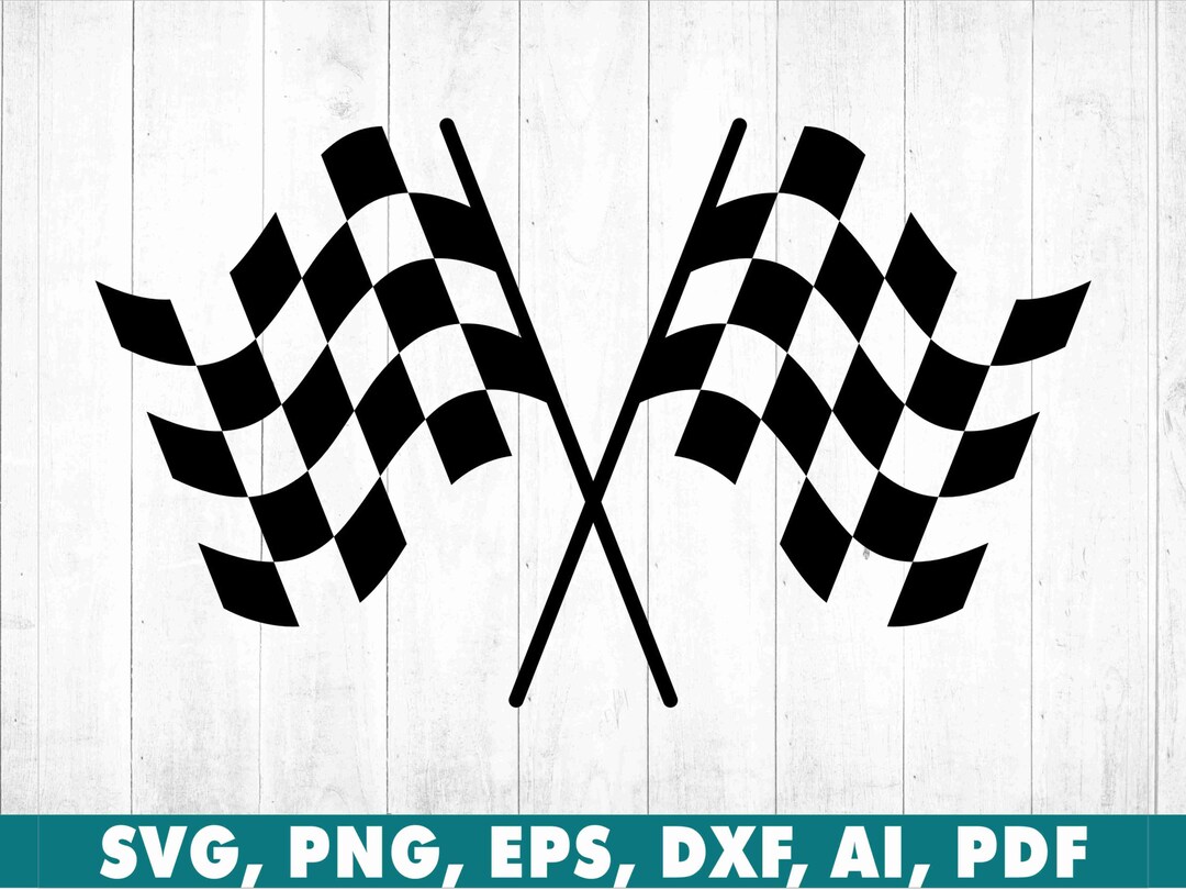 Checkered Racing Finish Flag Black and White SVG, PNG, Vector Design ...