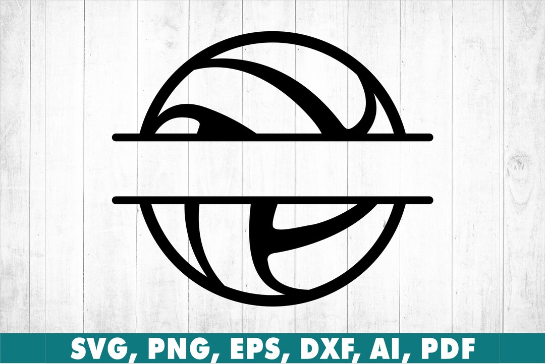 Volleyball Split Monogram Name Frame Black and White SVG, PNG, Vector ...