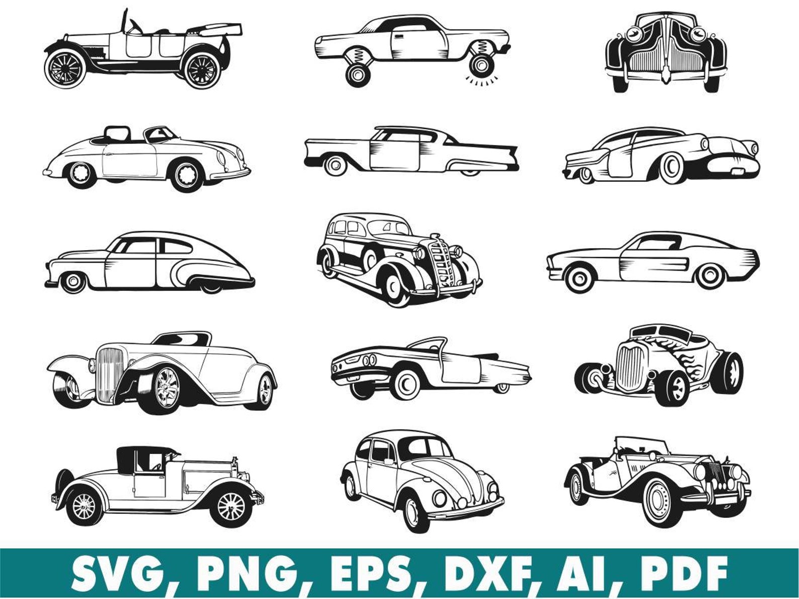 15 Vintage Classic Old Car Svg Car Svg Bundle Car Cut Files - Etsy