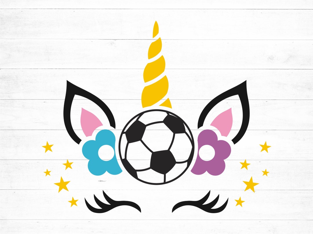 Unicorn Football Head Svg, Unicorn Soccer Face Svg, Cricut Silhouette ...