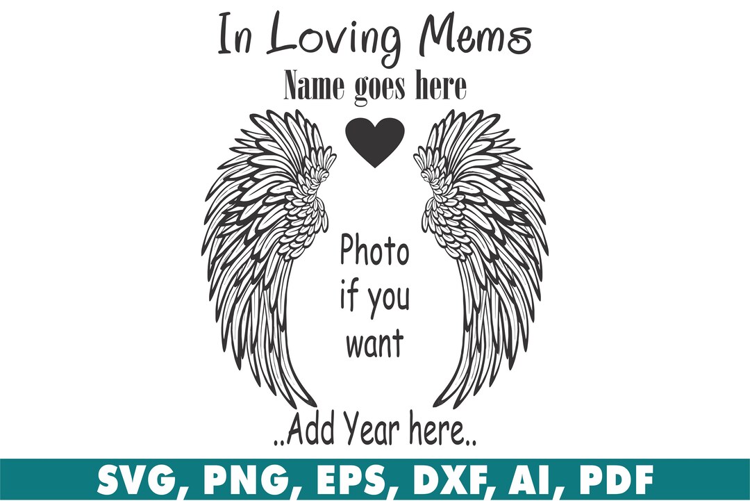 Memorial Day Svg,memory Angel Wings Heart Svg,memory Svg Shirt Clipart ...