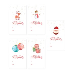 10 Editable, Printable Watercolor Christmas Tags, Cute, Holiday Gift ...
