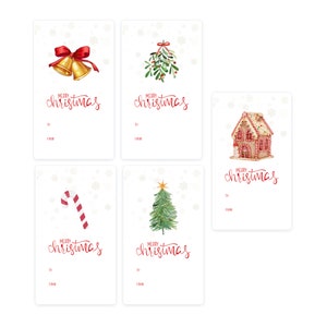 10 Editable, Printable Watercolor Christmas Tags, Cute, Holiday Gift ...
