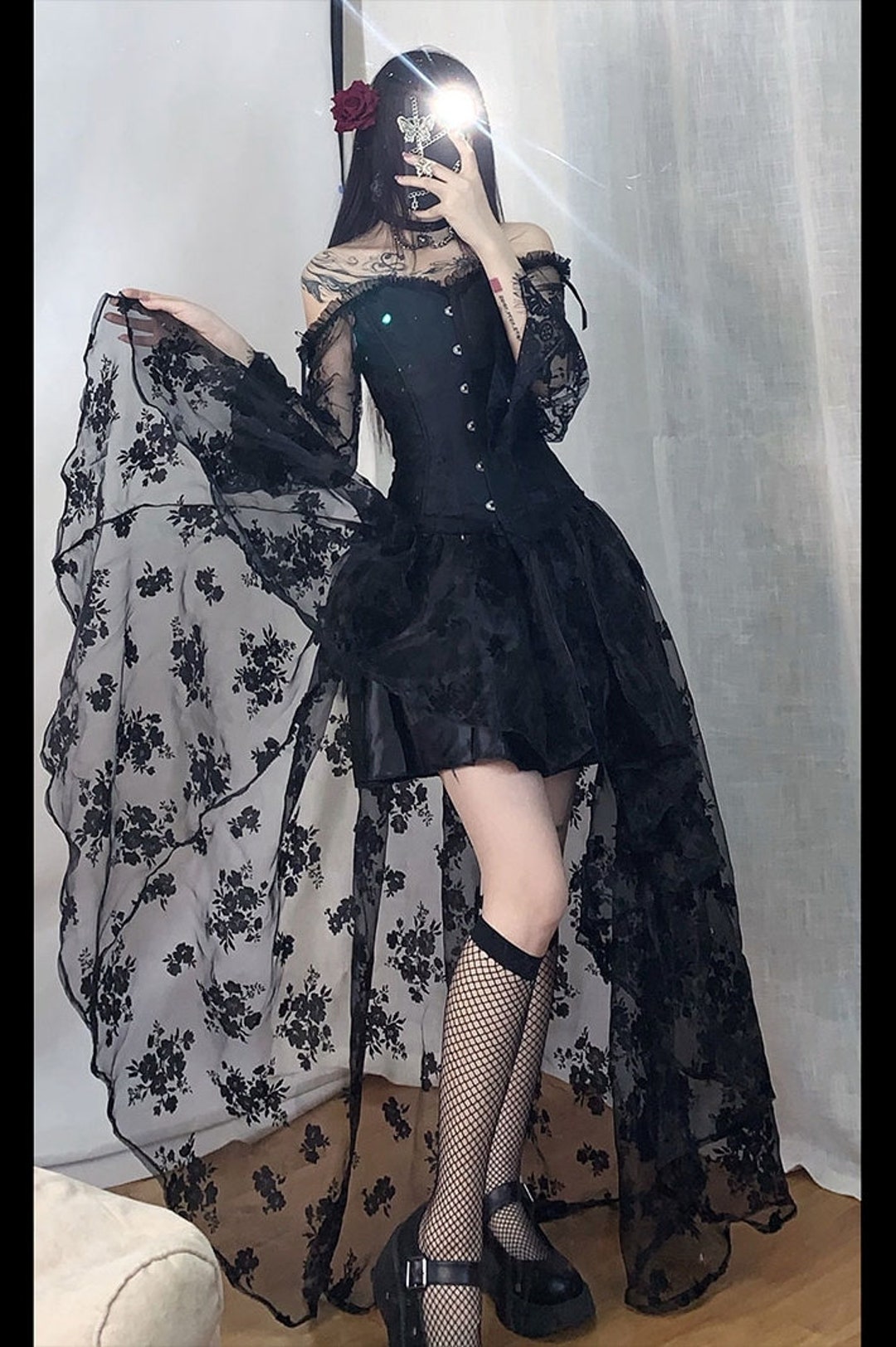 Gothic Corset Lace Long Dress French Vintage Gothic Dark Princess ...