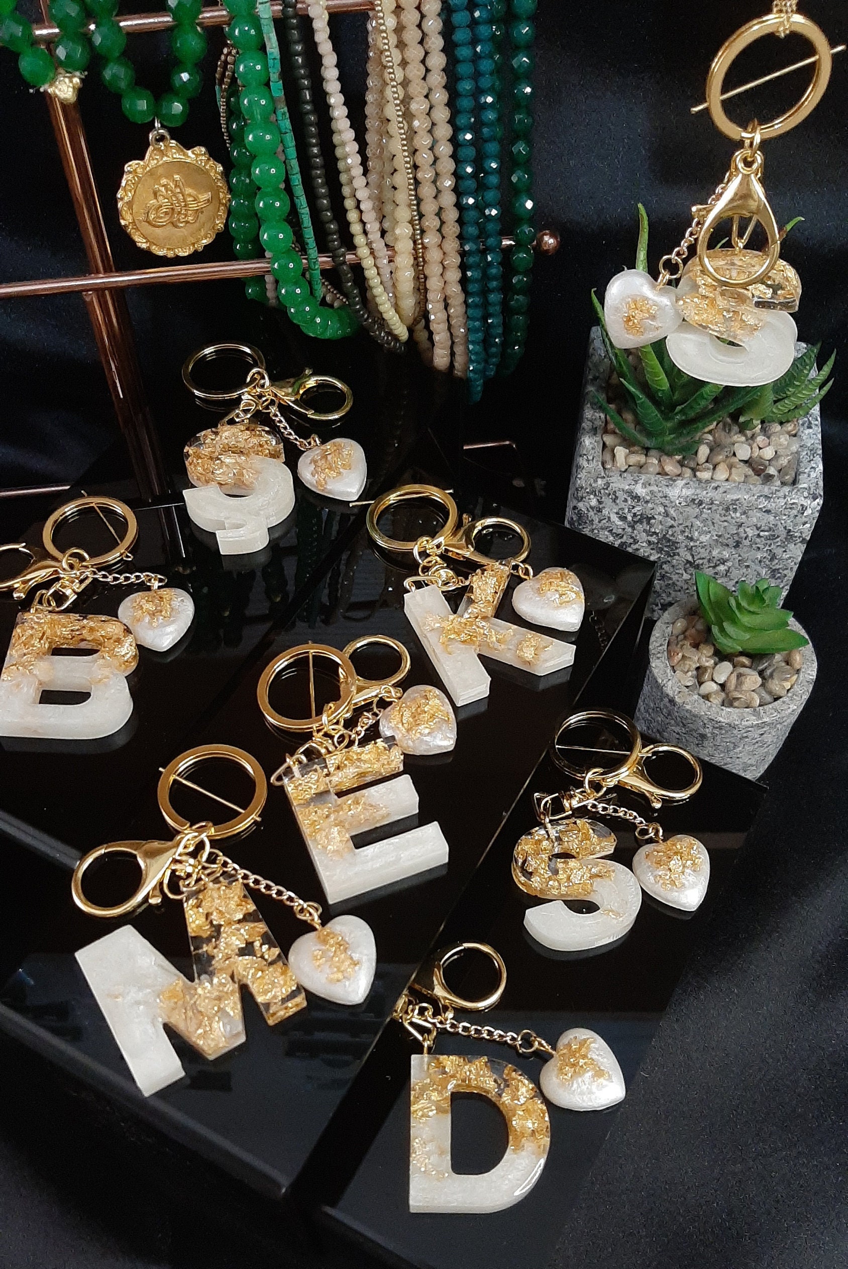 Personalized Epoxy Resin Letter Keychains, Custom Letter Keychain ...